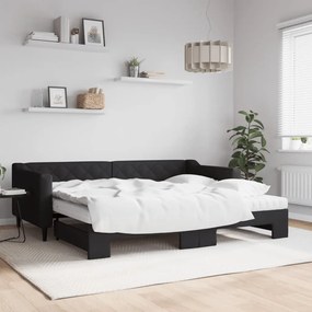 Válenda s přistýlkou a matracemi černá 90 x 200 cm textil 3197446