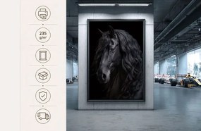 Temná elegance - obraz - Černý kůň v luxusním portrétu 57 - A4 – 210 × 297 mm - 159 Kč