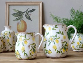 Béžový baňatý keramický džbán s citróny Limone - 16*20cm