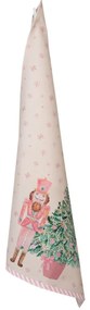 Béžová bavlněná utěrka s Louskáčkem a baletkou Pastel Nutcracker – 50x70 cm