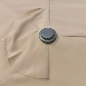 Outsunny Zahradní Parasol Dvojitý Obdélníkový 4,6L x 2,7W x 2,4H m s Kličkou pro Otevírání a Zavírání, S Písky a Základem, pro Balkon a Bazén, Khaki