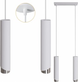 Závěsná Lampa Stropní Lustr 2x Tuba Moderní Loft bílá stříbrná 2x40W