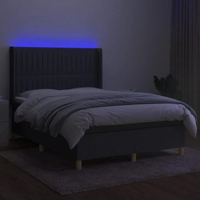 Box spring postel s matrací a LED tmavě šedá 140x190 cm textil 3139030