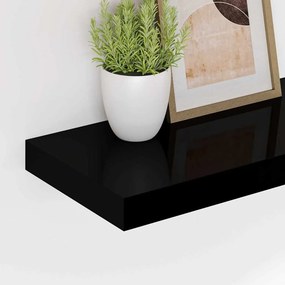 Plovoucí nástěnné police 4 ks lesklé černé 80x23,5x3,8 cm MDF 323774