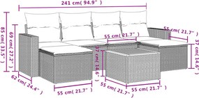 7dílná zahradní sedací souprava s poduškami černá polyratan 3224242