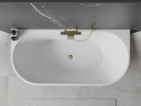 Mexen Oval volně stojící vana ke stěně 170 x 80 cm, bílá, zlatý přepad - 52671708000-50
