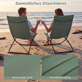 Costway Sada 2 skládacích plážových křesel s polstrovanými opěradly a sedáky