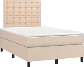 Box spring postel matrace a LED cappuccino 140x190cm umělá kůže 3270298