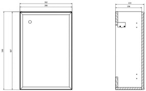 Cersanit Mille, závěsná WC skříňka 392x214x590 mm + keramické umyvadlo Como, bílá matná, S801-568