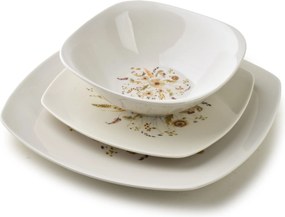 Porcelánová jídelní sada LEA Beige 18 ks bílá/béžová