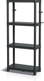 Prosperplast Regál plastový 4 police STACKARO SMALL 58 x 28 x 131,5 cm - černý