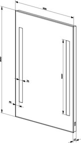 Aqualine Aqualine, LED podsvícené zrcadlo 60x80cm, knoflíkový vypínač, ATH6