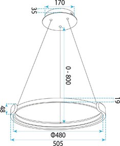 Toolight Toolight, LED stropní svítidlo 50cm, 48W, 4000K, 2500lm, APP1927-CP, černá, OSW-66067