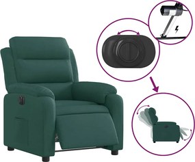 Elektrické polohovací křeslo tmavě zelené textil 3204962