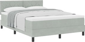 Postel s boxspringem s čelo Světle šedá 140 x 200 cm samet 3339242