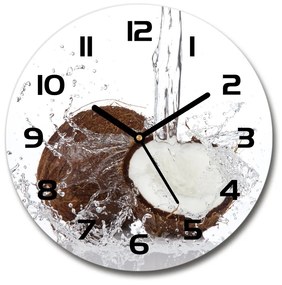 Wallmuralia Skleněné nástěnné hodiny kulaté Kokos fi 30 cm