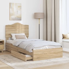 Postel s úložným prostorem se zásuvkou Sonoma dub 100 x 200 cm 3413536