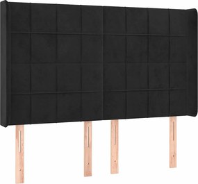 Čelo postele typu ušák černé 147x16x118/128 cm samet 3119630