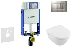 Geberit Kombifix - Set předstěnové instalace, klozetu a sedátka Villeroy & Boch, tlačítka Sigma30, DirectFlush, SoftClose, CeramicPlus, matný chrom/chrom 110.302.00.5 NB7