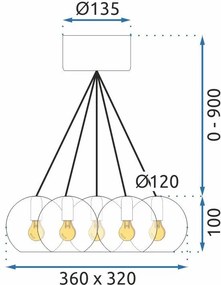 Toolight - Závěsné svítidlo skleněné koule G4 25W APP560-7CP, chromová, OSW-08236