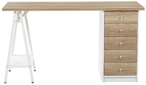 Psací stůl 140 x 60 cm světlé dřevo/bílý HEBER Beliani