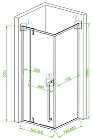 BPS-koupelny Obdélníkový sprchový kout HYD-OK12DS 90x80 černá/transparent - bez vaničky