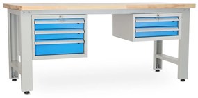 Dílenský stůl Solid OAK-32, 210 cm, 2 závěsné boxy, dub