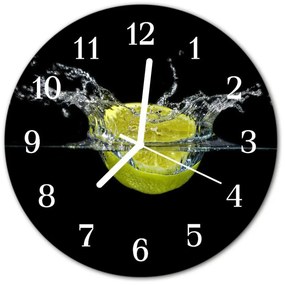 Nástenné skleněné hodiny citrón fi 30 cm