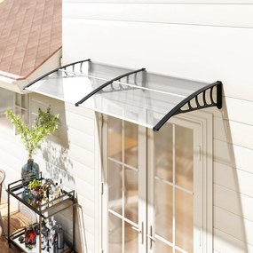 Zastřešení Outsunny 200x96x27 cm pro vnější dveře a okna na ochranu proti slunci a dešti s průhlednou podporou z polykarbonátu