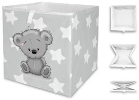 Úložná krabice grey teddy, 32x32 cm