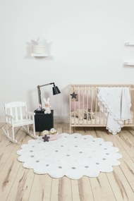 Lorena Canals koberce Pro zvířata: Pratelný koberec Little Biscuit White  - 140x140 kytka cm