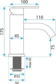 Rea Ontario, umyvadlová baterie h-175, měděná matná, REA-B0970