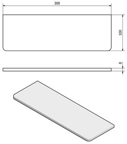Sapho Sapho, Skleněná police 300mm, chrom/čiré sklo, MY009-12
