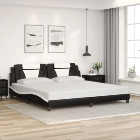 Rám postele Viana bez matrace černý a bílý 200 x 200 cm umělá kůže 3208122