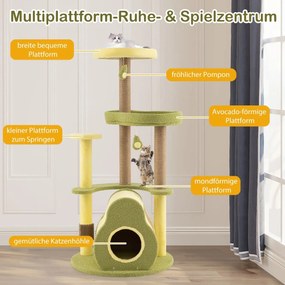 Costway Avocado Scratching Post Vícepatrová kočičí věž se soukromým apartmánem