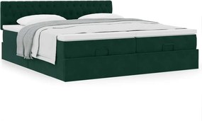 Osmanský rám postele s matrací tmavě zelená 200x200cm samet 3312101