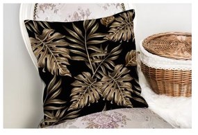 Povlak na polštář Minimalist Cushion Covers Golden Leafes With Black BG, 45 x 45 cm