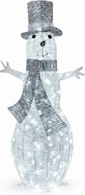 3D LED svítící sněhulák, 107 cm, ledově bílá s Flash, 120 LED, bílo stříbrný, IP44