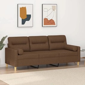 3místná pohovka s polštáři hnědá 180 cm textil 3200832