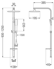 Mexen sprchový sloup Q49 s horní a ruční sprchou hlavicí, černý/zlatý - 798494995-75