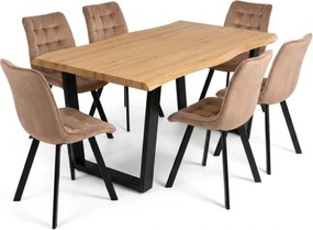 Vikio Jídelní set pro 6 osob 160x90 cm dub noha U béžová židle VJS156-6BE-S