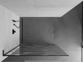Mexen Kioto L, sprchová zástěna Walk-In 110 x 200 cm, 8mm čiré sklo bílý vzor, ​​černý profil, 800-110-103-70-97