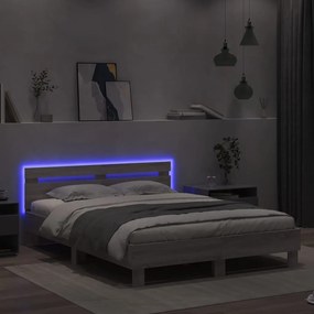 Rám postele s čelem a LED osvětlením šedý sonoma 150 x 200 cm 3207544