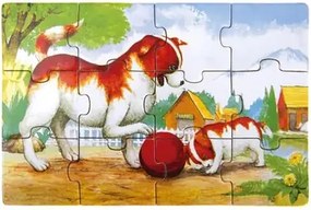 Bino Dřevěné puzzle v krabičce zvířátka / 50 dílků / od 0 let