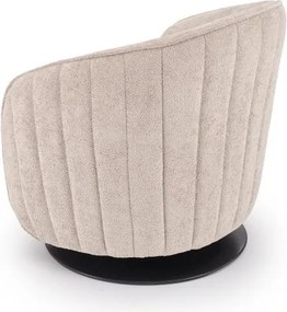 Designové otočné křeslo BASILIO — kov, látka, cappuccino