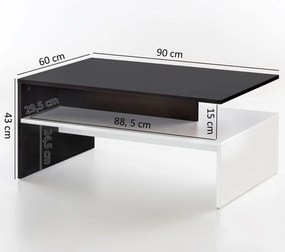 Bruxxi Konferenční stolek Lena, 90 cm, bílá / hnědá