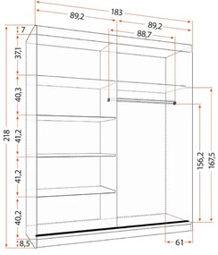 Šatní skříň MULTI35 A 183 cm dub sonoma/bílá
