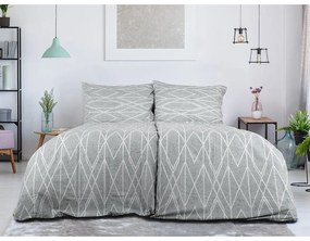 Šedé krepové povlečení na jednolůžko 140x200 cm Gray Stripes – B.E.S.