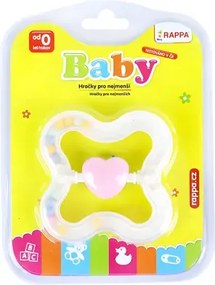 Chrastítko srdce s kuličkami pastelové transparentní / 8,5 cm / plast