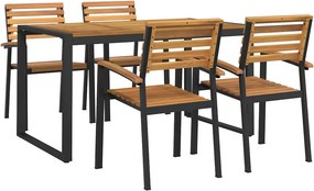 5dílný zahradní jídelní set masivní akáciové dřevo a kov 3155406
